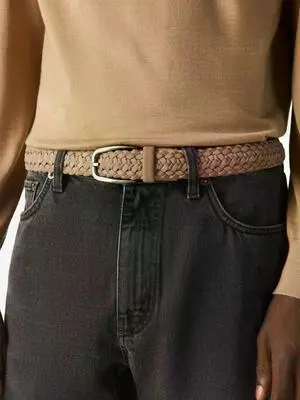Zegna Braided Nubuck Belt - Neutrals