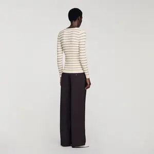 Sandro Striped Ribbed Cardigan