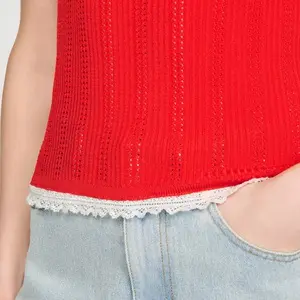 Sandro Knit Vest With Lace Trim