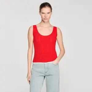 Sandro Knit Vest With Lace Trim
