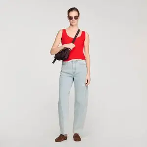 Sandro Knit Vest With Lace Trim