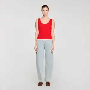 Sandro Knit Vest With Lace Trim