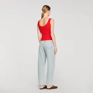 Sandro Knit Vest With Lace Trim