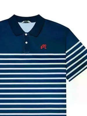 MALBON Striped-pattern Polo Shirt - Blue