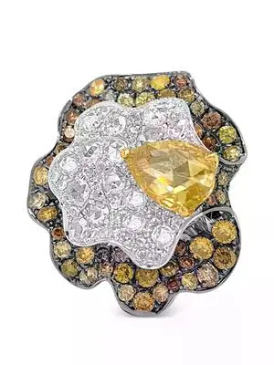 HYT JEWELRY Cluster-effect Diamond Cocktail Ring - Silver