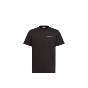 Moncler Leather-trimmed Cotton T-shirt - Black