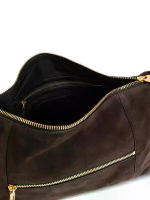 ALLSAINTS Zip Suede Shoulder Bag - Brown