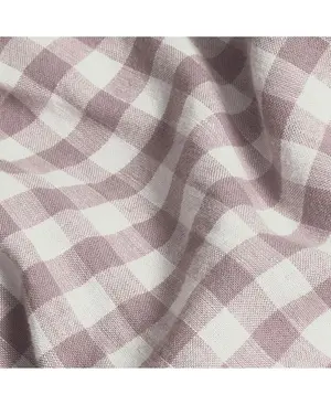 PIGLET IN BED Gingham Linen Blend Flat Sheet, Queen
