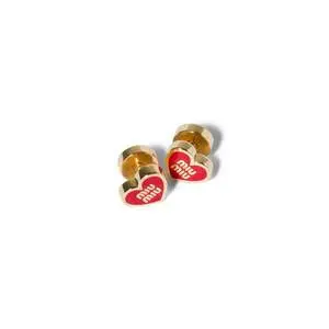 Miu Miu Metal Stud Earrings - Gold/red