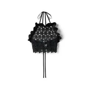 Miu Miu Macramé Pinafore Top - Black