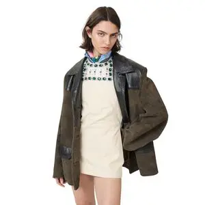 Miu Miu Suede Jacket - Mud