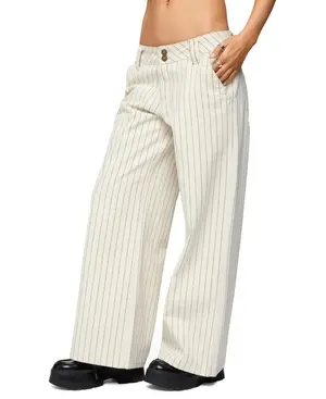 EDIKTED Cory Striped Low Rise Jeans - Cream