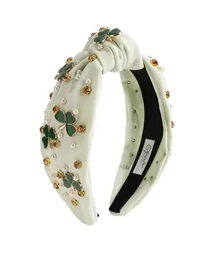 SWEET WINK Shamrock Pearl Gemstone Headband - Mint Green