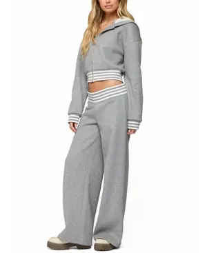 EDIKTED Eloura Stripey Sweatpants - Gray-melange