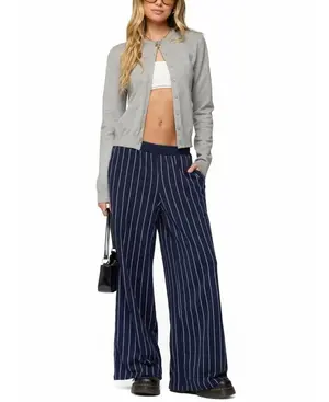 EDIKTED Pinstripe Wide Leg Sweatpants