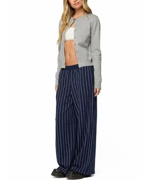 EDIKTED Pinstripe Wide Leg Sweatpants