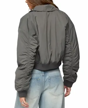 EDIKTED Ruched Oversized Bomber Jacket