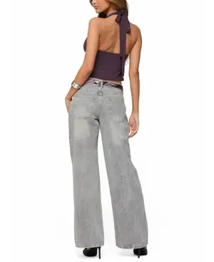 EDIKTED Twisted Split Front Halter Top