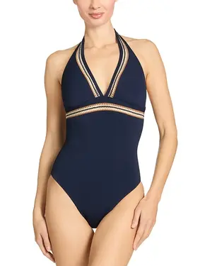 Robin Piccone Nova Halter Swimsuit - Navy