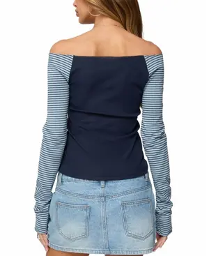 EDIKTED Rion Striped Off Shoulder Top
