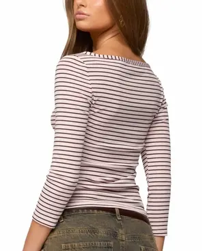 EDIKTED Avigyle Striped Boat Neck Top