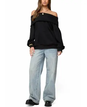 EDIKTED Oversized Foldover Sweatshirt