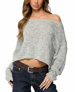 EDIKTED Off-the-shoulder Sweater - Gray