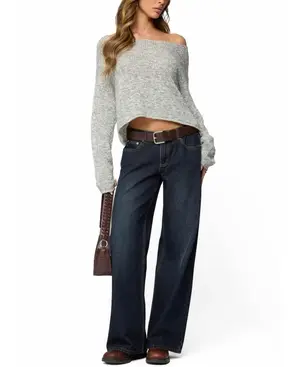 EDIKTED Off-the-shoulder Sweater - Gray