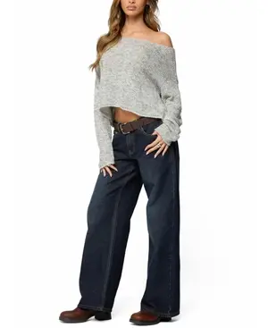 EDIKTED Off-the-shoulder Sweater - Gray