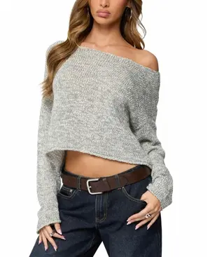 EDIKTED Off-the-shoulder Sweater - Gray
