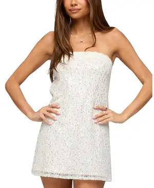 EDIKTED Sequin Lace Backless Mini Dress - White
