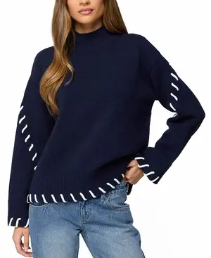 EDIKTED Indah Oversized Sweater With Contrast Stitching
