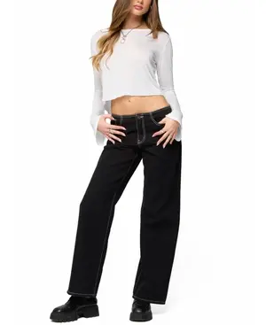 EDIKTED Catalena Long Sleeve Sheer Top