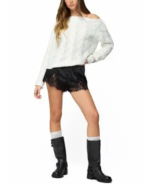 EDIKTED Lacey Satin Effect Shorts