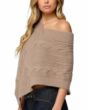 EDIKTED Vickey Cable Knit Poncho