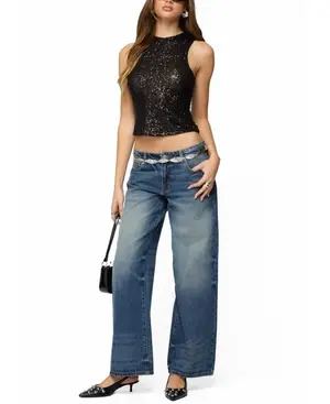 EDIKTED Alexander Sequin Top