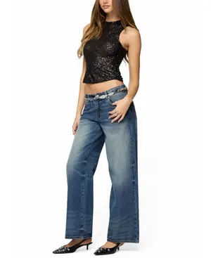 EDIKTED Alexander Sequin Top