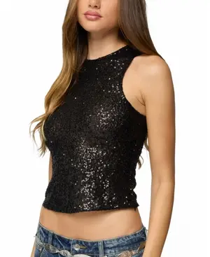 EDIKTED Alexander Sequin Top