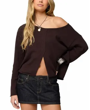 EDIKTED Moyra Off Shoulder Knit Top