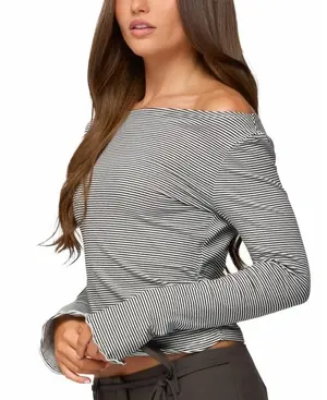 EDIKTED Striped Off Shoulder Top