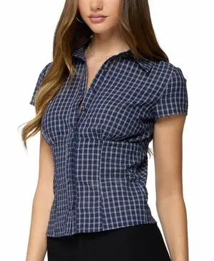EDIKTED Oriya Gingham Shirt