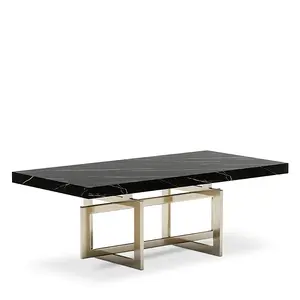 CARACOLE Wish You Were Here 48 Rectangle Cocktail Table, Dark - Whisper Of Gold/black Marble
