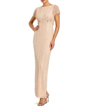 Mac Duggal Beaded Blouson Gown - Rose
