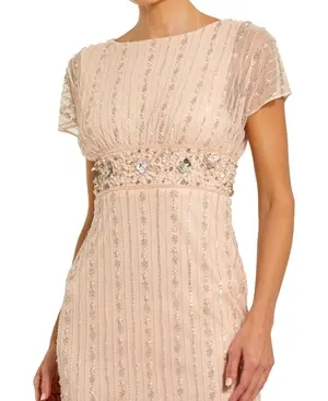 Mac Duggal Beaded Blouson Gown - Rose