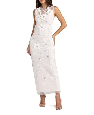 Mac Duggal Sleeveless Embellished Lace Column Dress - Ivory