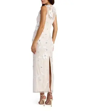Mac Duggal Sleeveless Embellished Lace Column Dress
