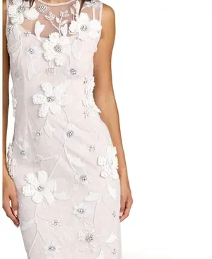 Mac Duggal Sleeveless Embellished Lace Column Dress