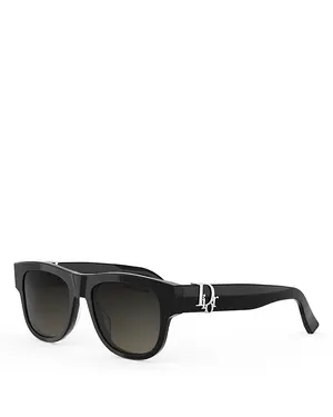 Dior Oblique Square Sunglasses, 53mm - Black/gradient Lens