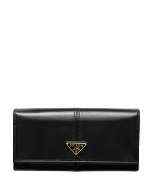 Prada Large Leather Wallet - Black
