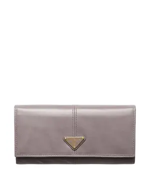 Prada Large Leather Wallet - Grey